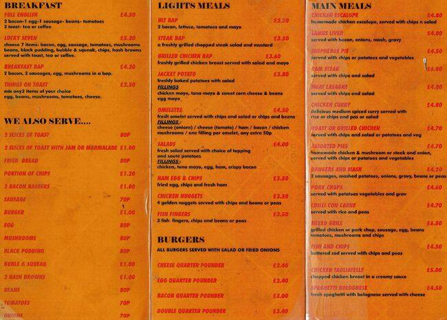 Menu at La Ruana restaurant, London