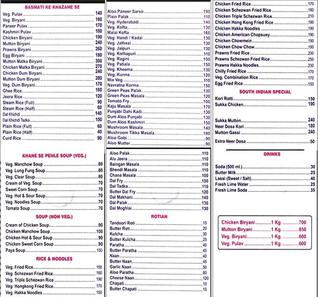 Menu at Disha Palace Family Restaurant And Bar, Mumbai