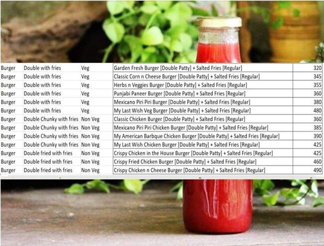 Menu at Savage Burgers, Gurugram