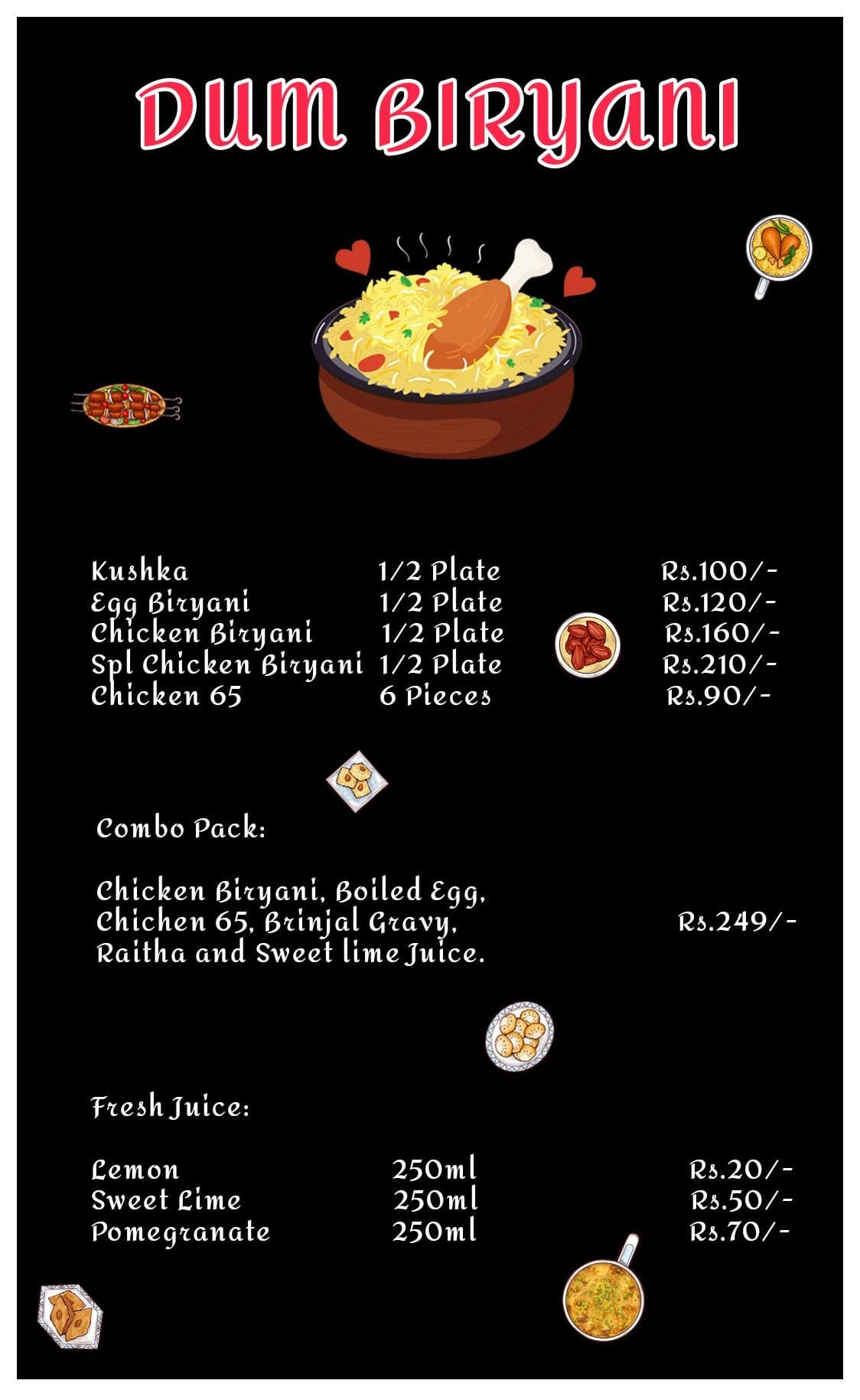 Menu of Dum Biryani, Ambattur, Chennai