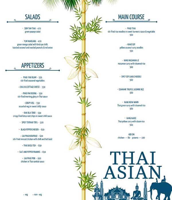 Menu of Amazonia, Bandra Kurla Complex, Mumbai