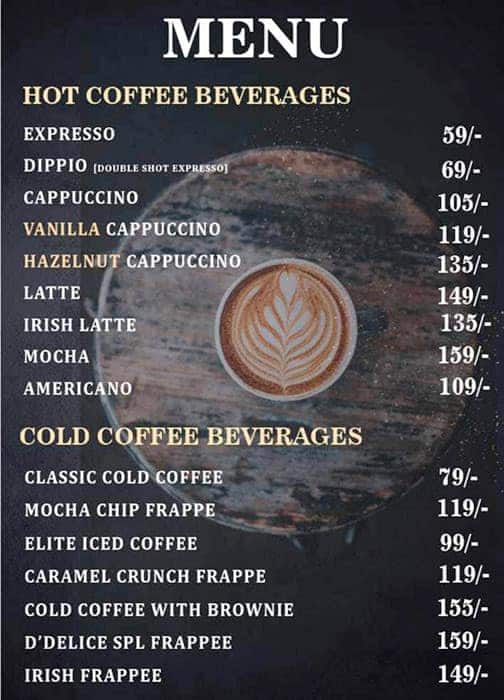 Menu of Caffe D' Delice, Sinhgad Road, Pune