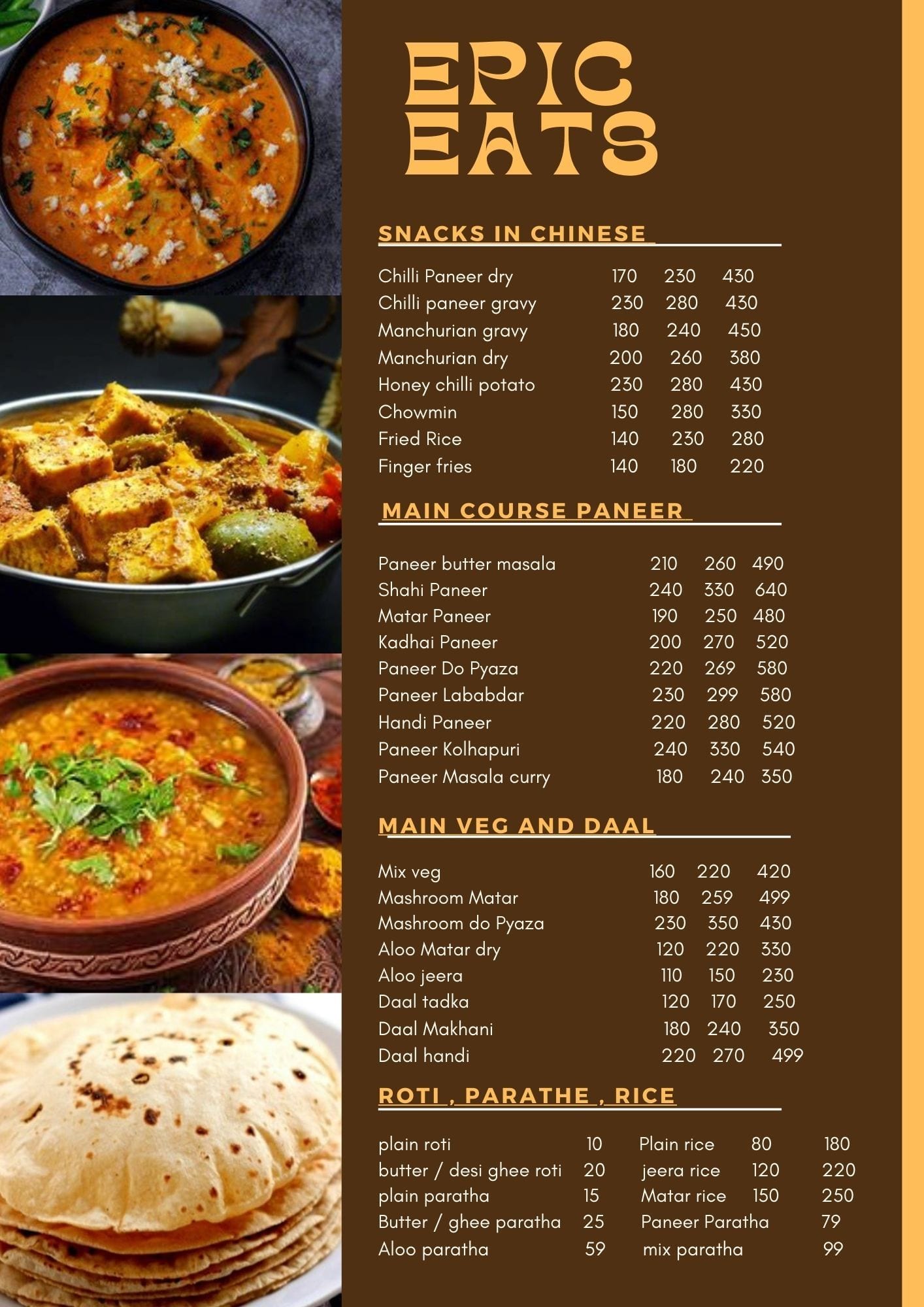 Menu of Epic Eats, Triveni Nagar, Lucknow