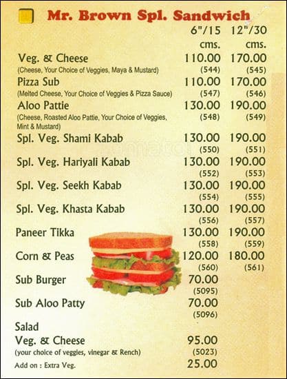 Mr Brown Menu, Menu for Mr Brown, Mall Road, Kanpur - Zomato