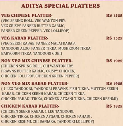 Menu at Aditya Family Restaurant And Bar, Mumbai, 19