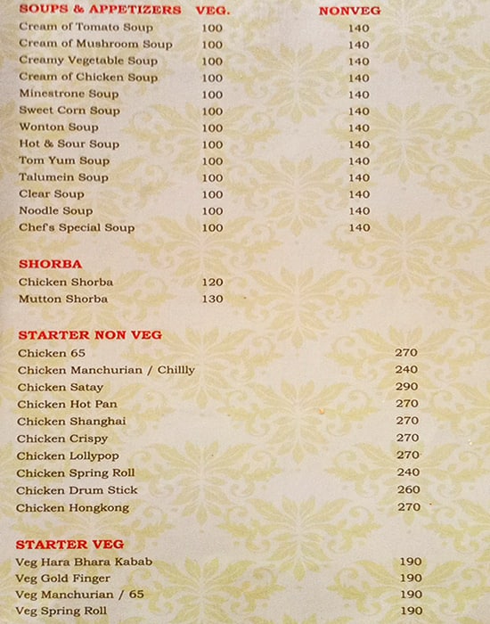 Menu of Invitation 365, Viman Nagar, Pune