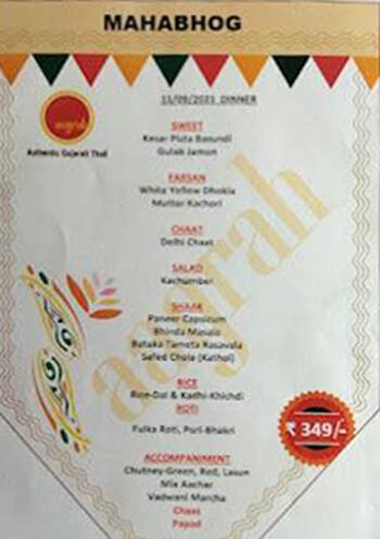 Menu at Aagrah Restaurant, Ahmedabad, Aagrah Restaurant