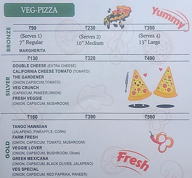 Menu of Pizza Freakerz, Sector 67, Mohali