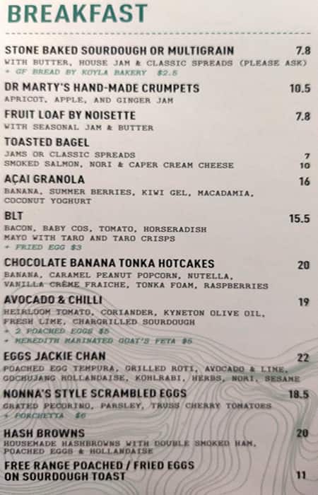 Menu at Roasting Warehouse restaurant, North Melbourne