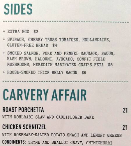 Menu at Roasting Warehouse restaurant, North Melbourne