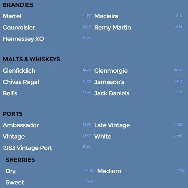 Menu at Blue Harbour restaurant, Bromley