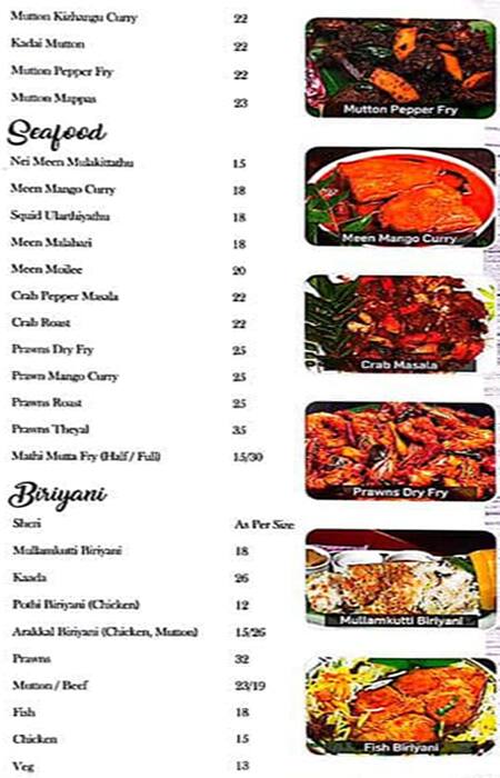 Menu of Tharavad Restaurant, Al Karama, Dubai