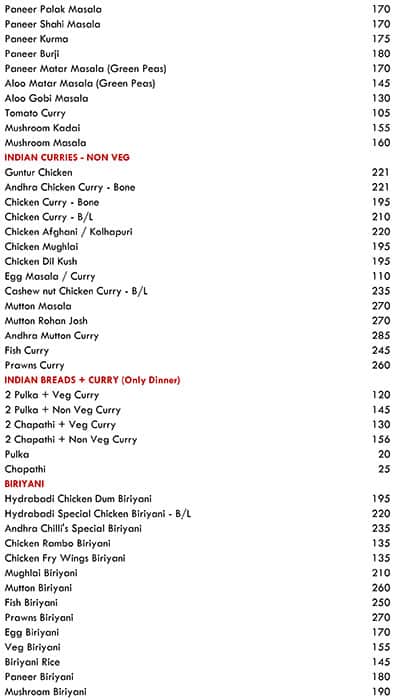 Menu at Andhra Chilli's Family Restaurant, Bengaluru, 163