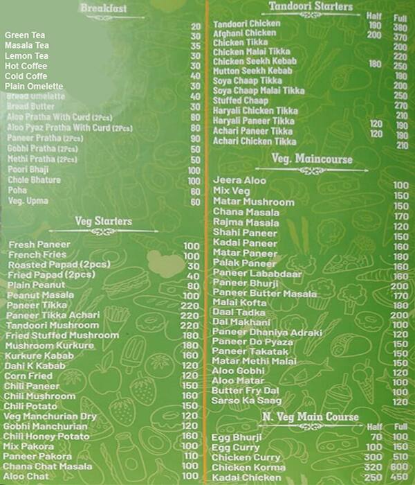 Menu of Royal Inn, Sector 39, Gurgaon