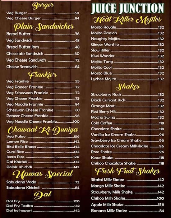 Menu at Cafe Junction, Thane, Shop No - 33/34