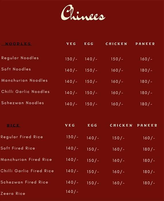 Menu at Khan Saab's Kitchen, Hyderabad