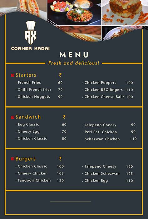 Menu of Rx Corner Kadai, Chromepet, Chennai