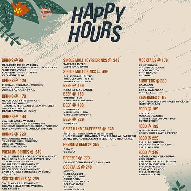 Menu of Firefly Club And Social Room, Kondapur, Hyderabad
