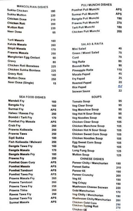 Menu at Hotel Gopal Ashram, Thane, Ground Floor