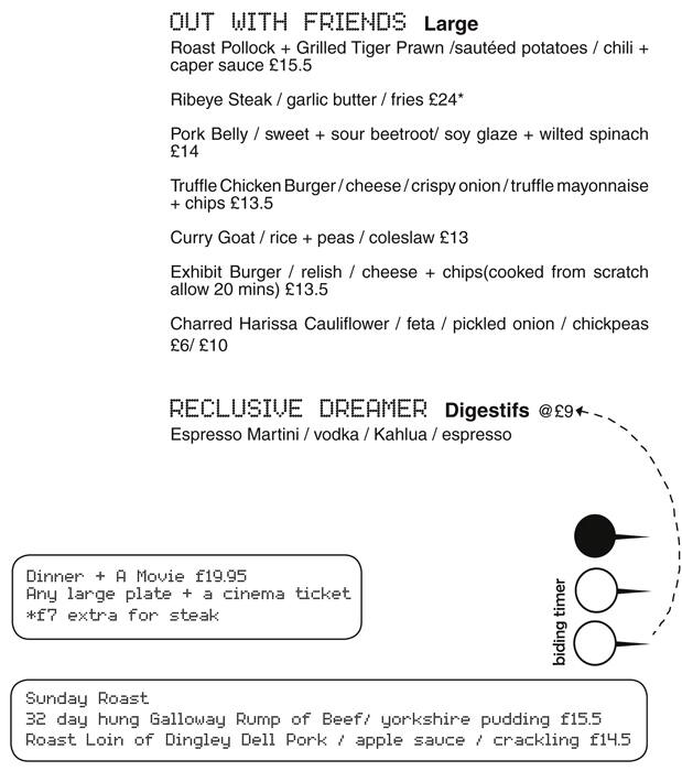 Menu at The Exhibit pub & bar, London, 12 Balham Station Rd