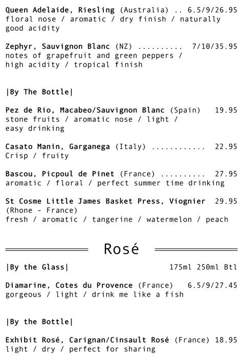 Menu at The Exhibit pub & bar, London, 12 Balham Station Rd