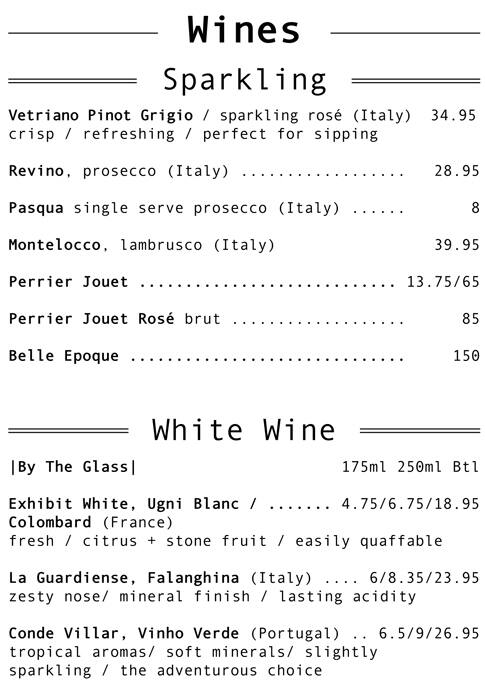 Menu at The Exhibit pub & bar, London, 12 Balham Station Rd