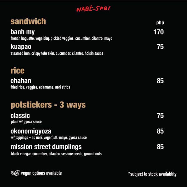 Menu at Wabi-Sabi restaurant, Makati, Makati Cinema Square