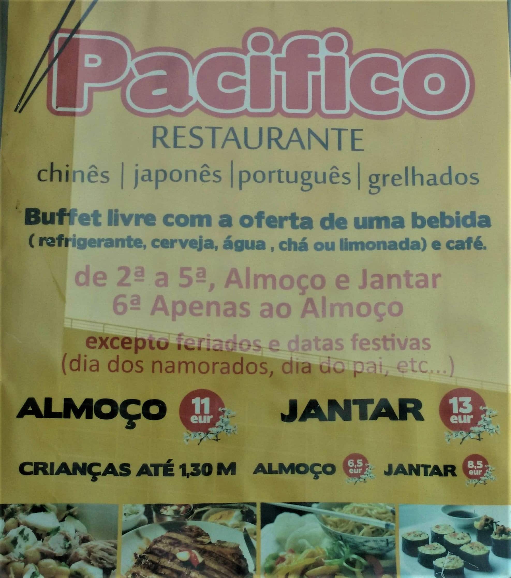 Menu em Pacífico restaurante, Carnaxide