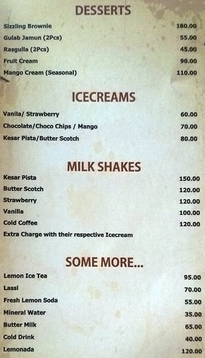 Menu at Angeethi restaurant, Jaipur, Ramayana Apartment