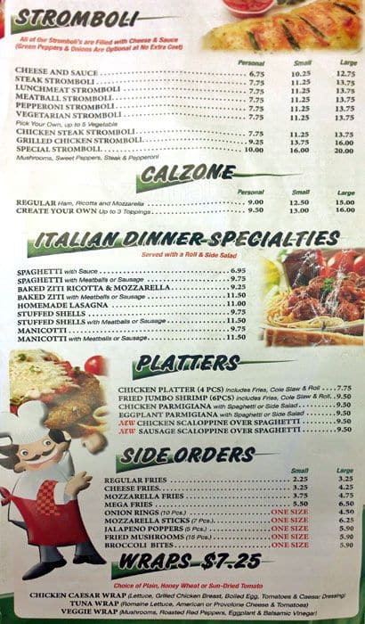Menu at Vincent's Pizza pizzeria, Rockledge, 412 Huntingdon Pike