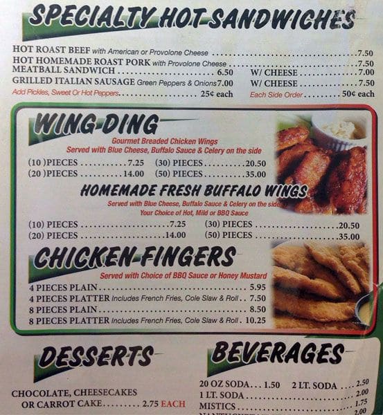 Menu at Vincent's Pizza pizzeria, Rockledge, 412 Huntingdon Pike