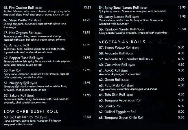 Menu at Go Fish Sushi Broomfield restaurant, Broomfield, W 136th Ave B106