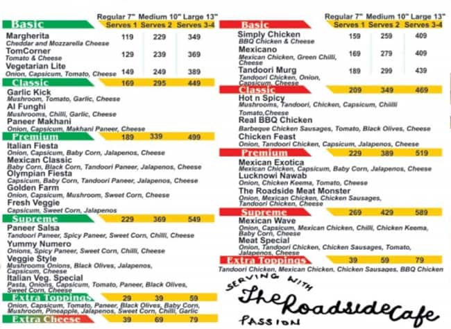 Menu at The Roadside Cafe, Sahibzada Ajit Singh Nagar, Booth no. 12