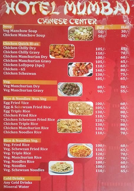 Menu at Hotel Mumbai Chinese Corner, Mumbai