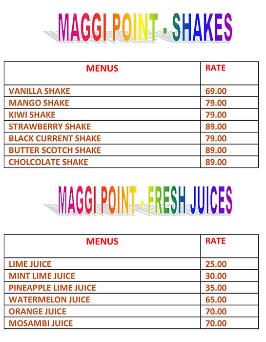Menu at Maggi point, Chennai, No 10