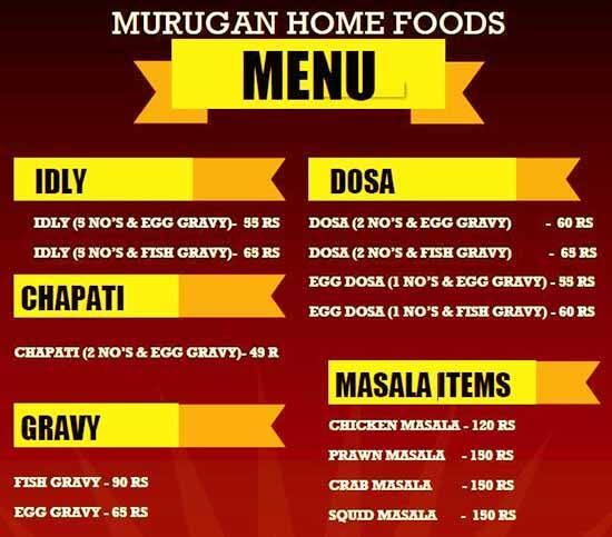 Menu of Murugan Home Foods(Non veg), RA Puram, Chennai