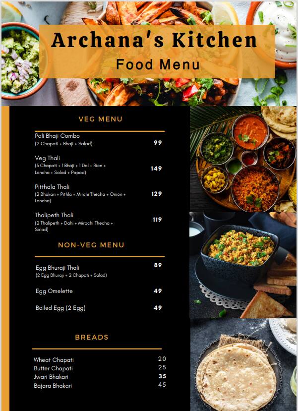 Menu of Archana's Kitchen, Hinjawadi, Pune