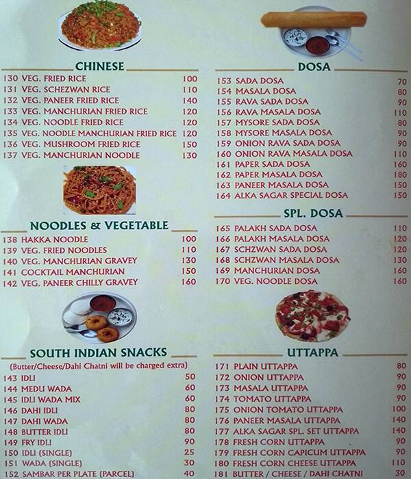 Menu at Alka Sagar Restaurant, Vadodara, Gf/1-4