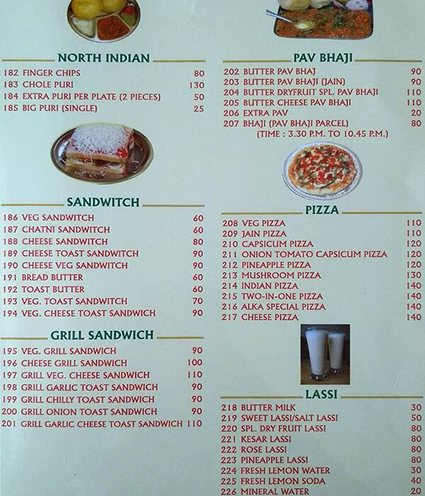 Menu at Alka Sagar Restaurant, Vadodara, Gf/1-4