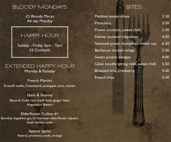 Menu at Boma Bar and Restaurant, London, 116 Wandsworth Bridge Rd.