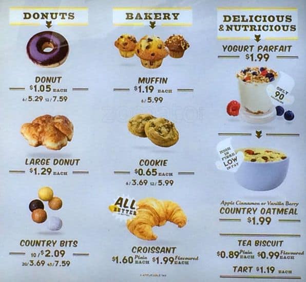Menu at Country Style Donuts desserts, Mississauga, Menkes Dr