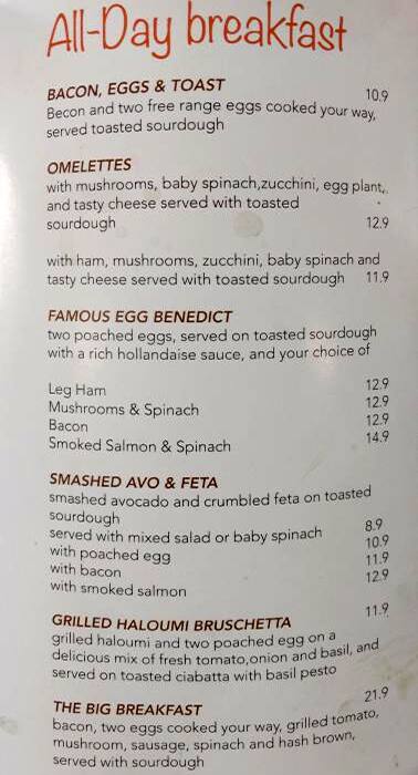 Menu at Lunch Hour Cafe, Clayton South