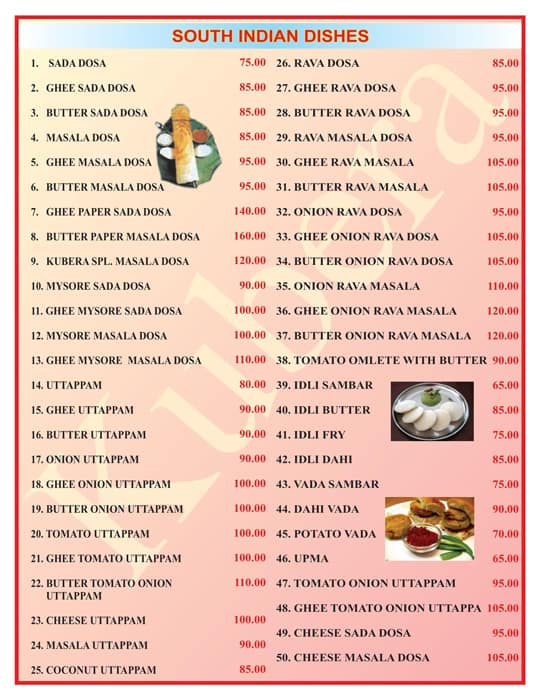 Menu of Kubera Veg Treat, Vasai, Mumbai