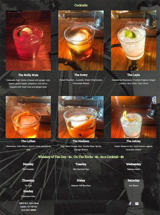 Menu at The Wheel pub & bar, Austin