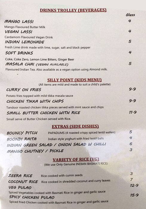 Menu at Eden Garden Indian Restaurant, South Brisbane