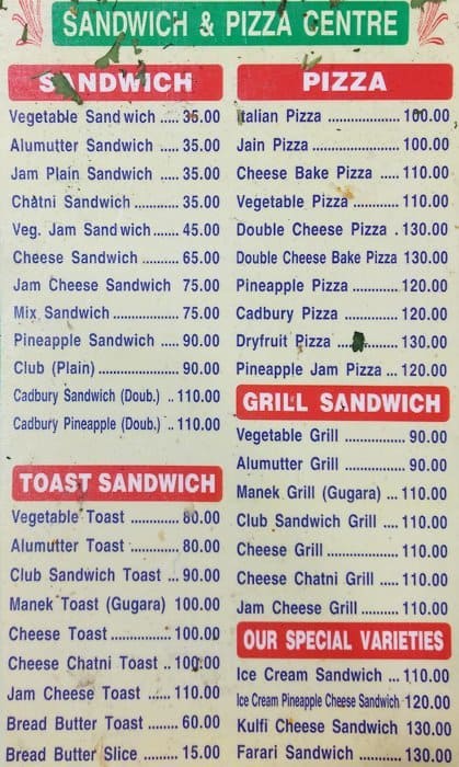 Manek Sandwich & Pizza Menu - Zomato