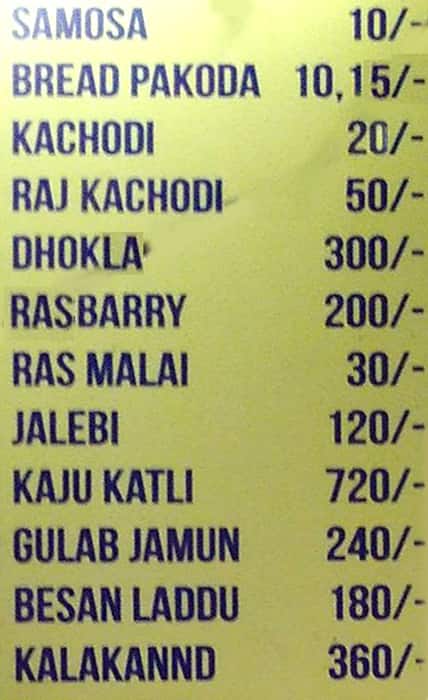 Menu of Krishna Sweets & Paneer Bhandar, Munirka, New Delhi