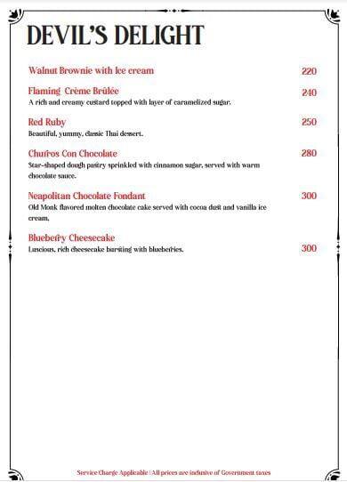 Menu at Sin & Tonic RestoBar, Chennai