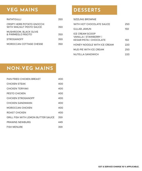 Menu at Bombay Drunkyard, Mumbai