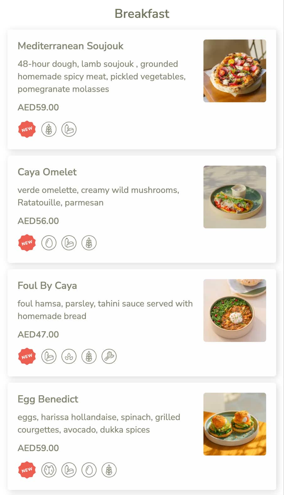 Menu of Caya, University City, Sharjah